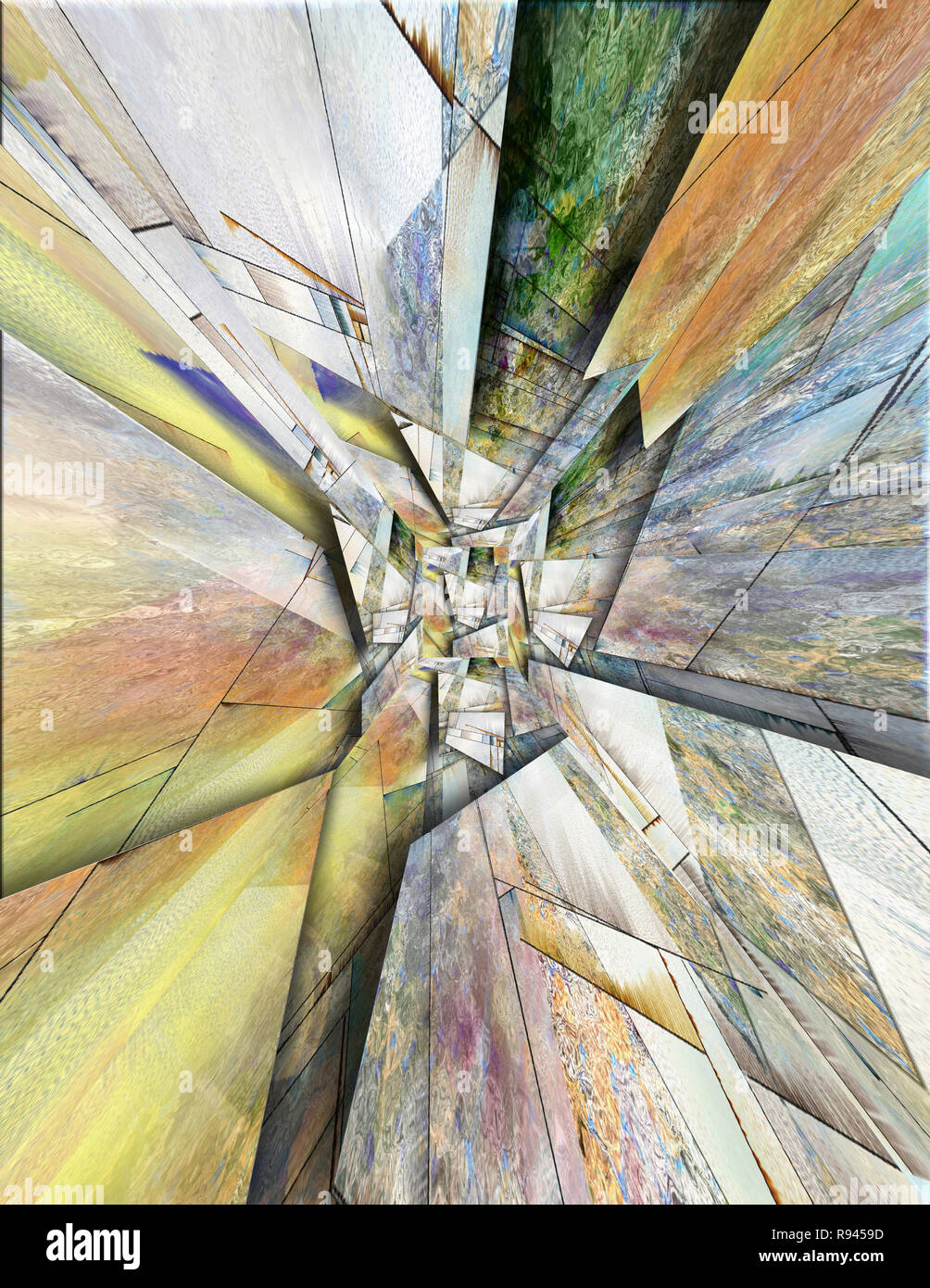 Abstract composition. Psychedelic tunnel with broken parts Stock Photo ...