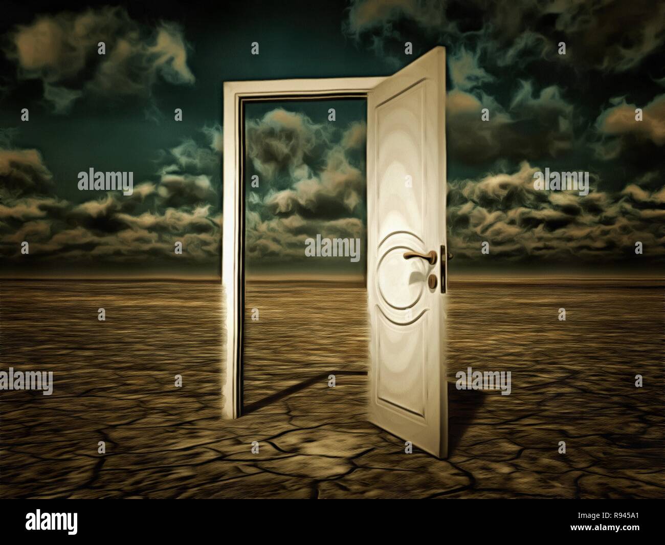 Surrealism. Door to another dimension Stock Photo - Alamy