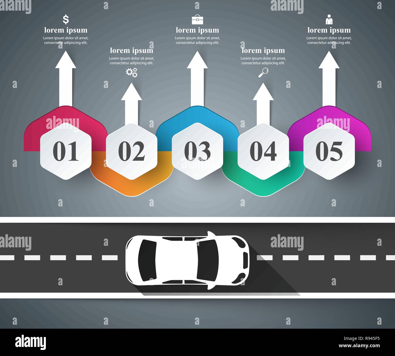 Road infographic design template and marketing icons Stock Vector Image ...