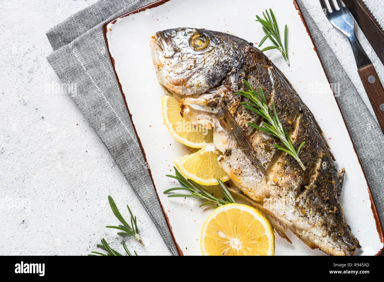 Delicious fish baked dorado hi-res stock photography and images - Alamy