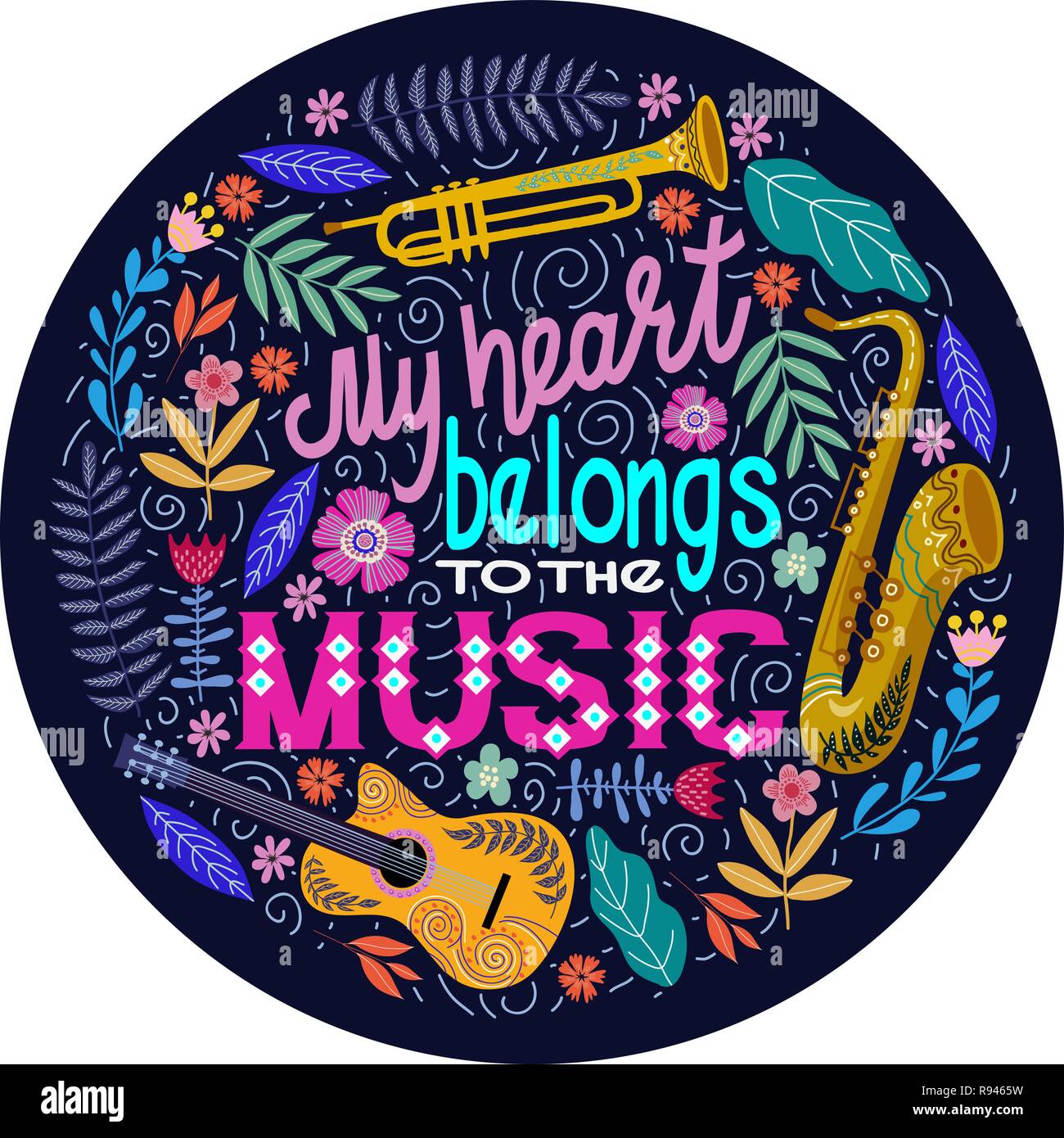 Bright colorful Round concept on a white background, lettering with ...