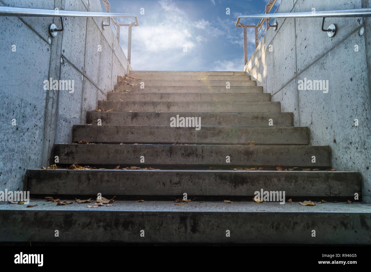 Concrete stairs upward from underground. Urban city architecture Stock ...