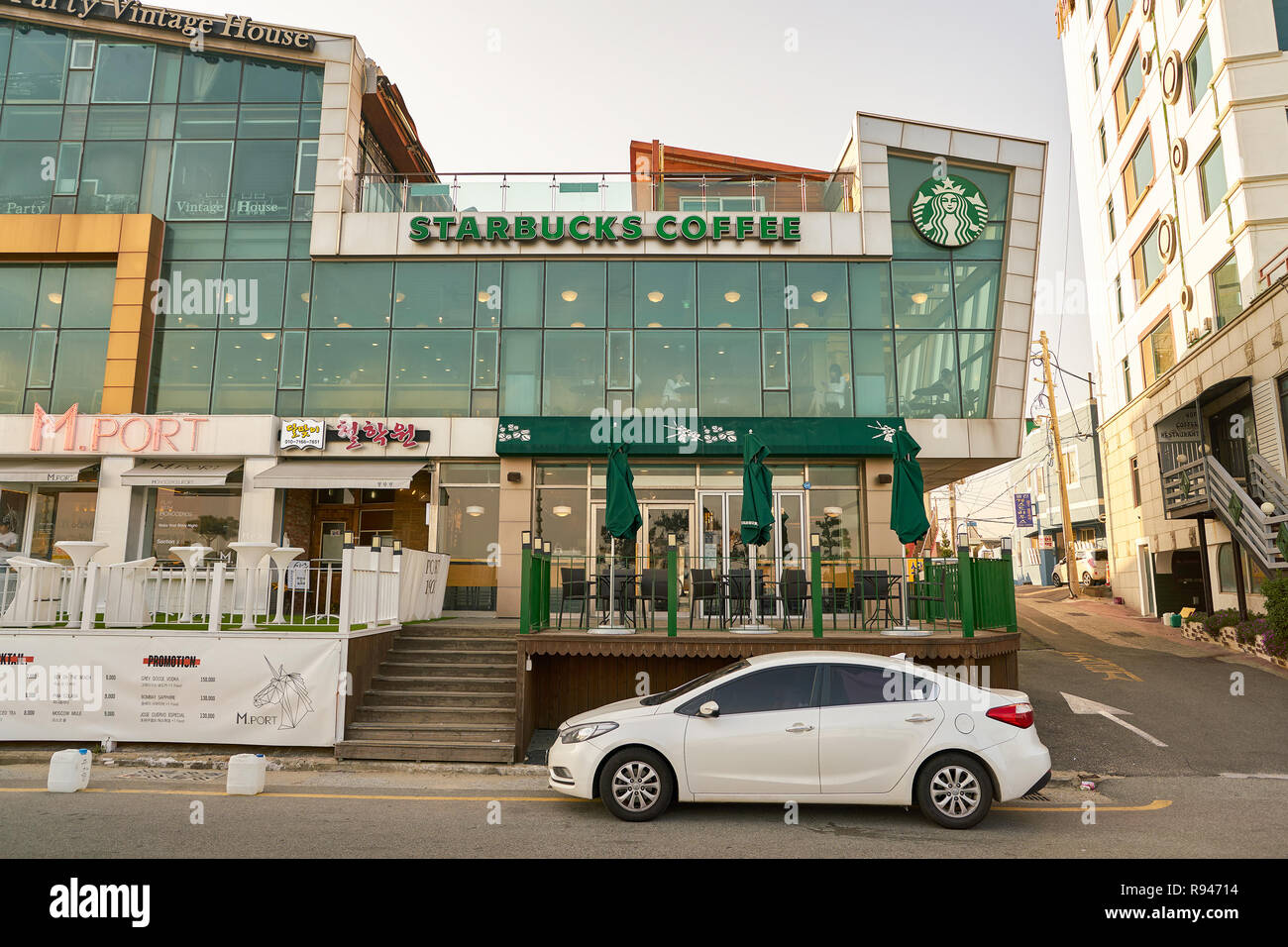 BUSAN, SOUTH KOREA - CIRCA MAY, 2017: Starbucks coffee shop in Busan ...
