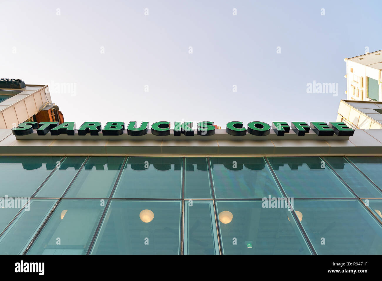 BUSAN, SOUTH KOREA - CIRCA MAY, 2017: Starbucks coffee shop in Busan ...