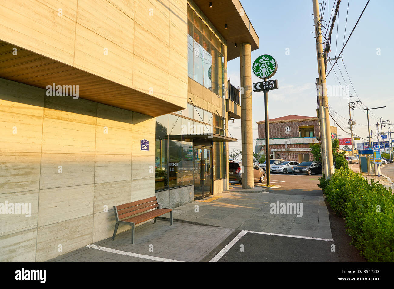 BUSAN, SOUTH KOREA - CIRCA MAY, 2017: Starbucks coffee shop in Busan ...