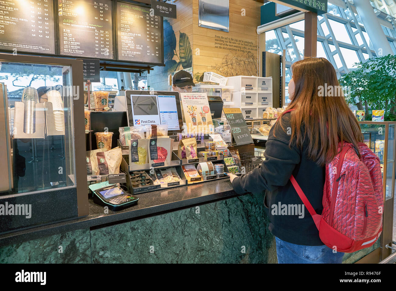INCHEON, SOUTH KOREA - CIRCA JUNE, 2017: Starbucks at Incheon ...