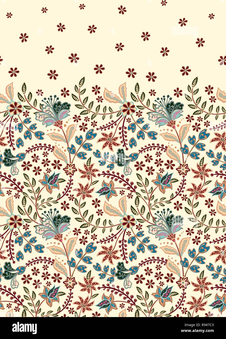 Floral vintage seamless pattern. Retro plants style. Vertical ...