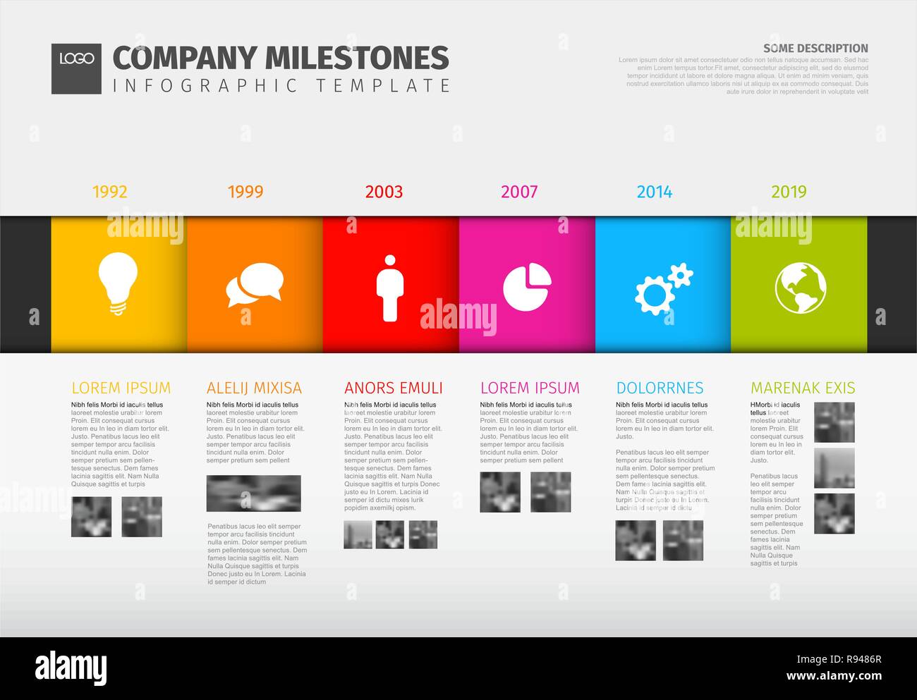 Vector colorful Infographic timeline report template with color ...