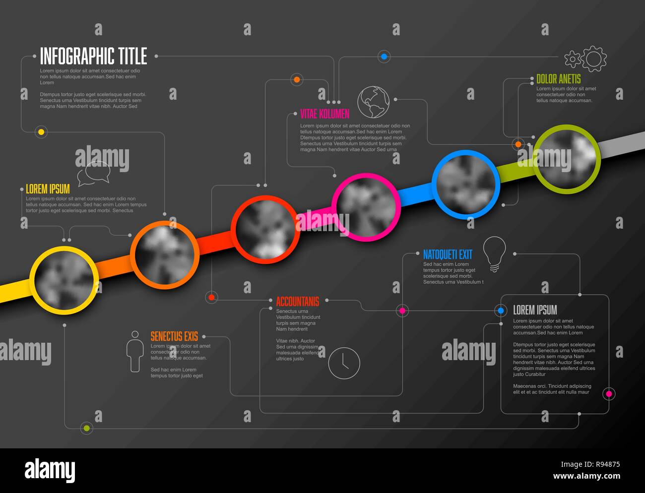 Vector Infographic Company Milestones Timeline Template with circle ...
