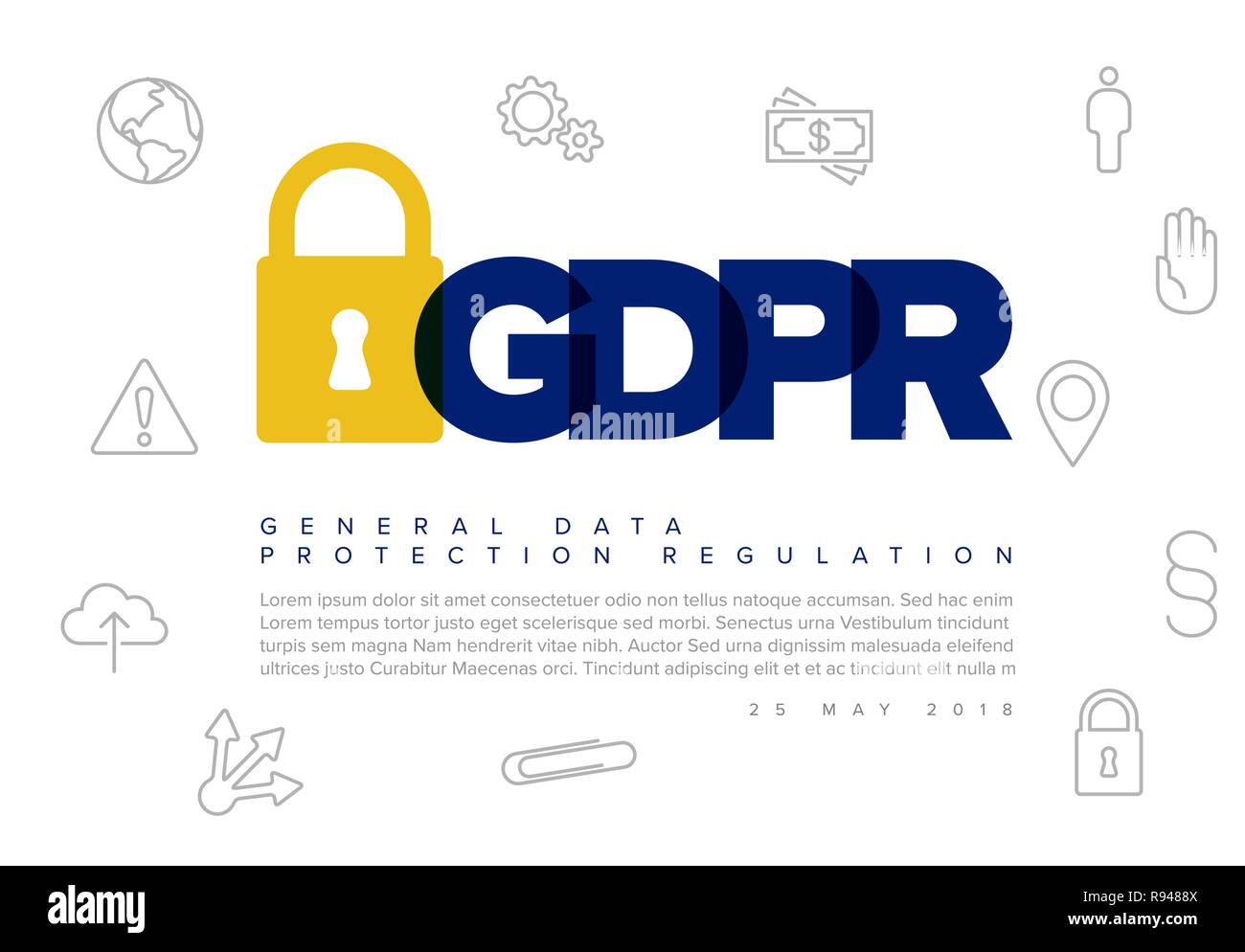 European GDPR concept flyer header template illustration Stock Vector ...