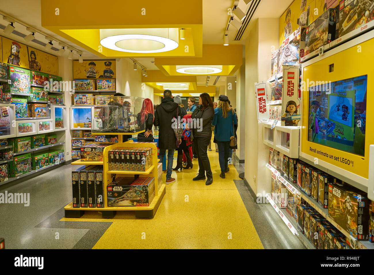 MILAN, ITALY - CIRCA NOVEMBER, 2017: inside LEGO store in Milan. Lego ...