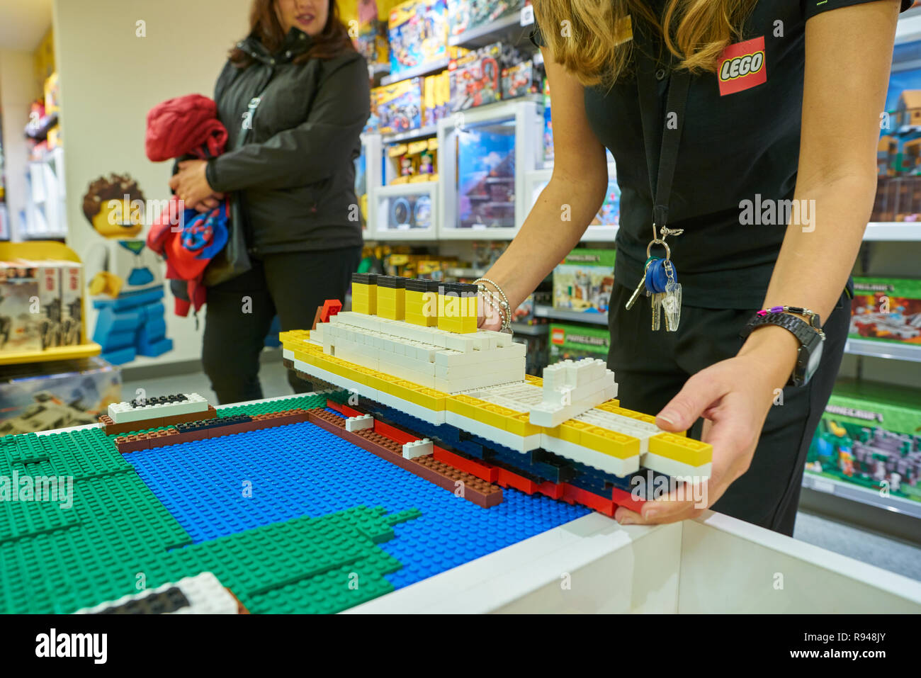 MILAN, ITALY - CIRCA NOVEMBER, 2017: inside LEGO store in Milan. Lego ...