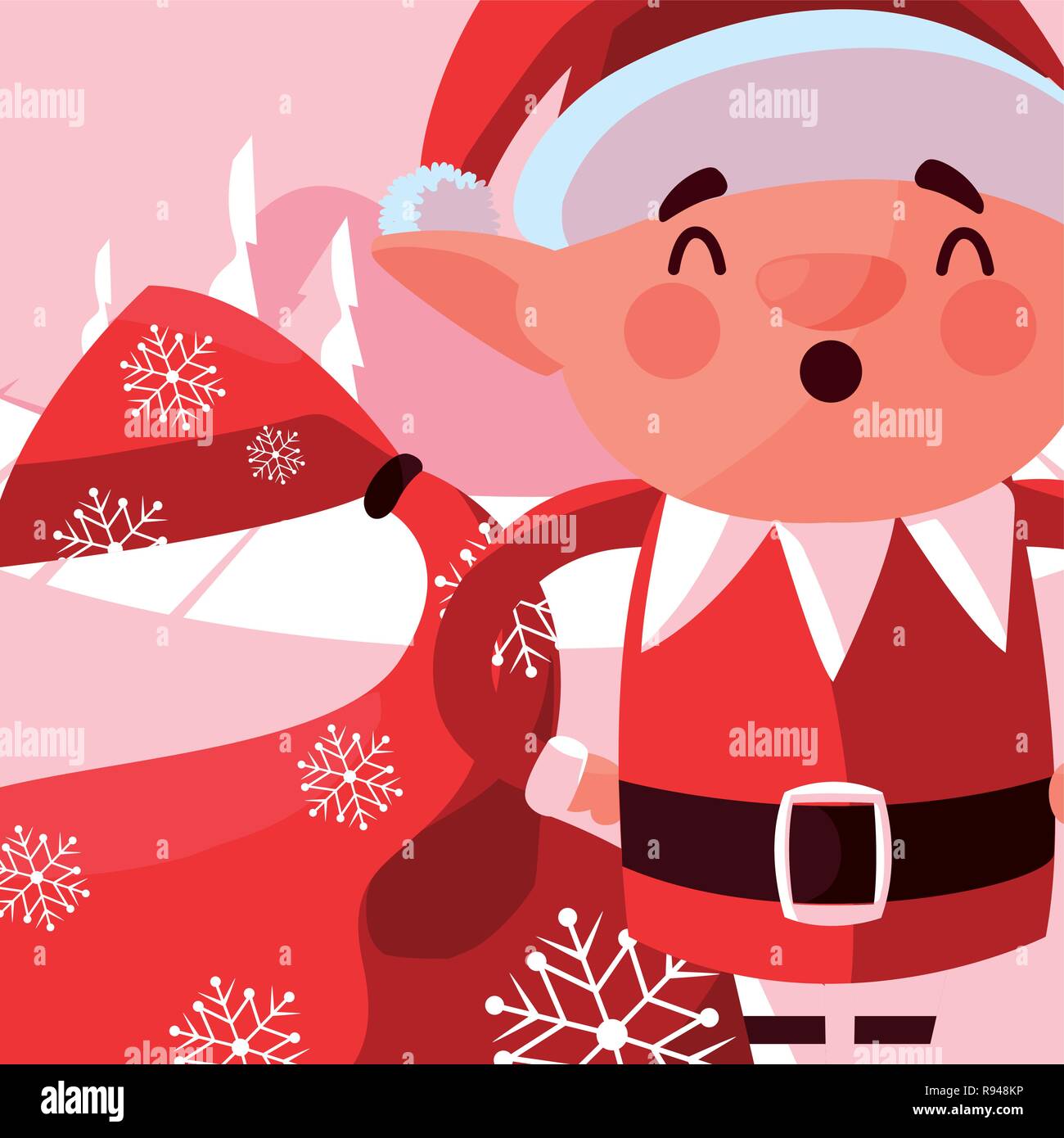 Christmas elf over pink background, vector illustration Stock Vector ...