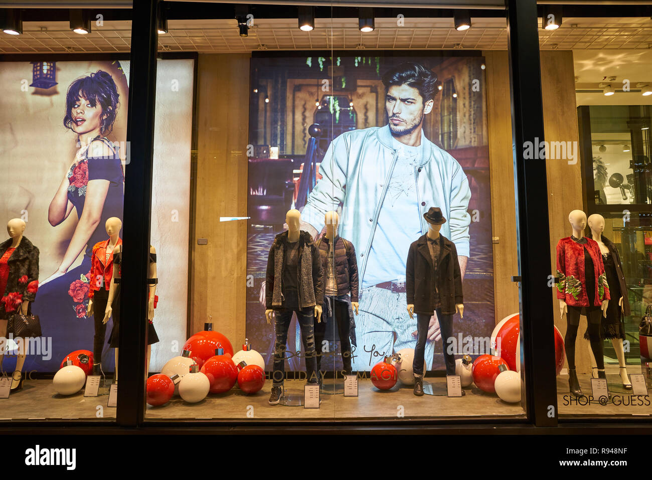 MILAN, ITALY - CIRCA NOVEMBER, 2017: window display at Guess store in ...