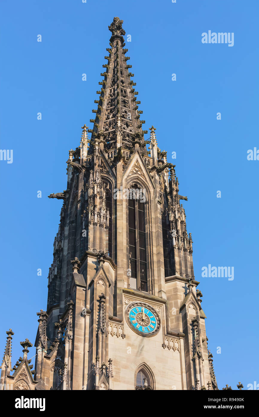 The tower of the famous Elisabethenkirche church in the Swiss city of ...