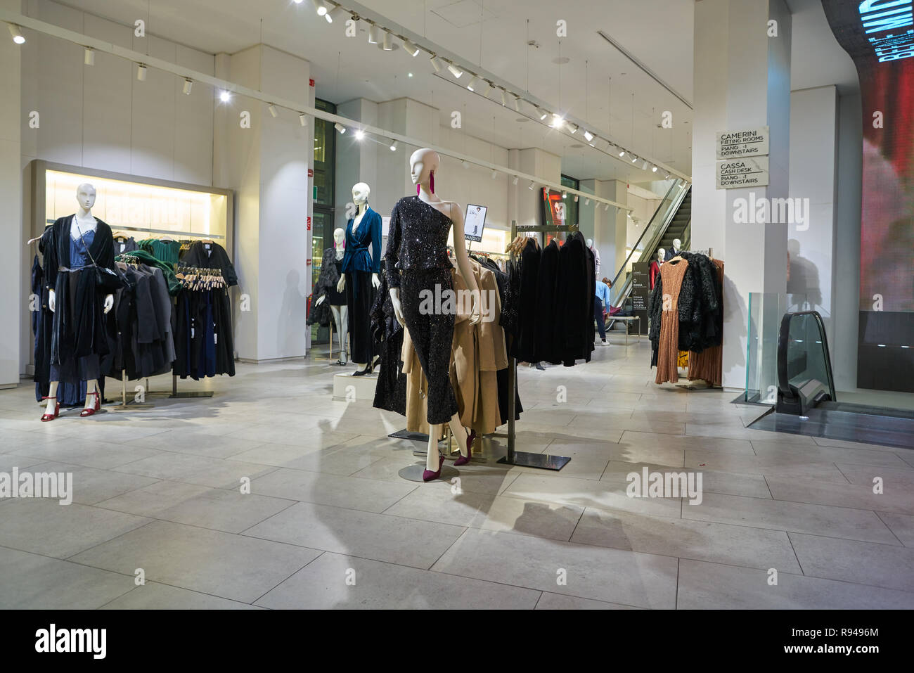 MILAN, ITALY - CIRCA NOVEMBER, 2017: inside a Mango flagship shop in ...