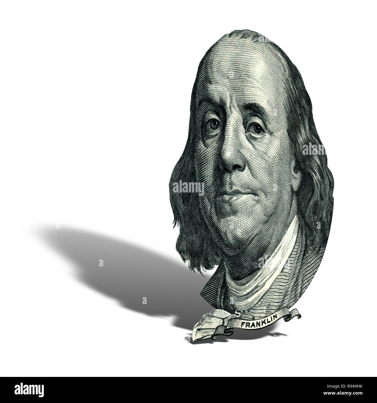 Portrait of U.S. statesman, inventor, and diplomat Benjamin Franklin as ...