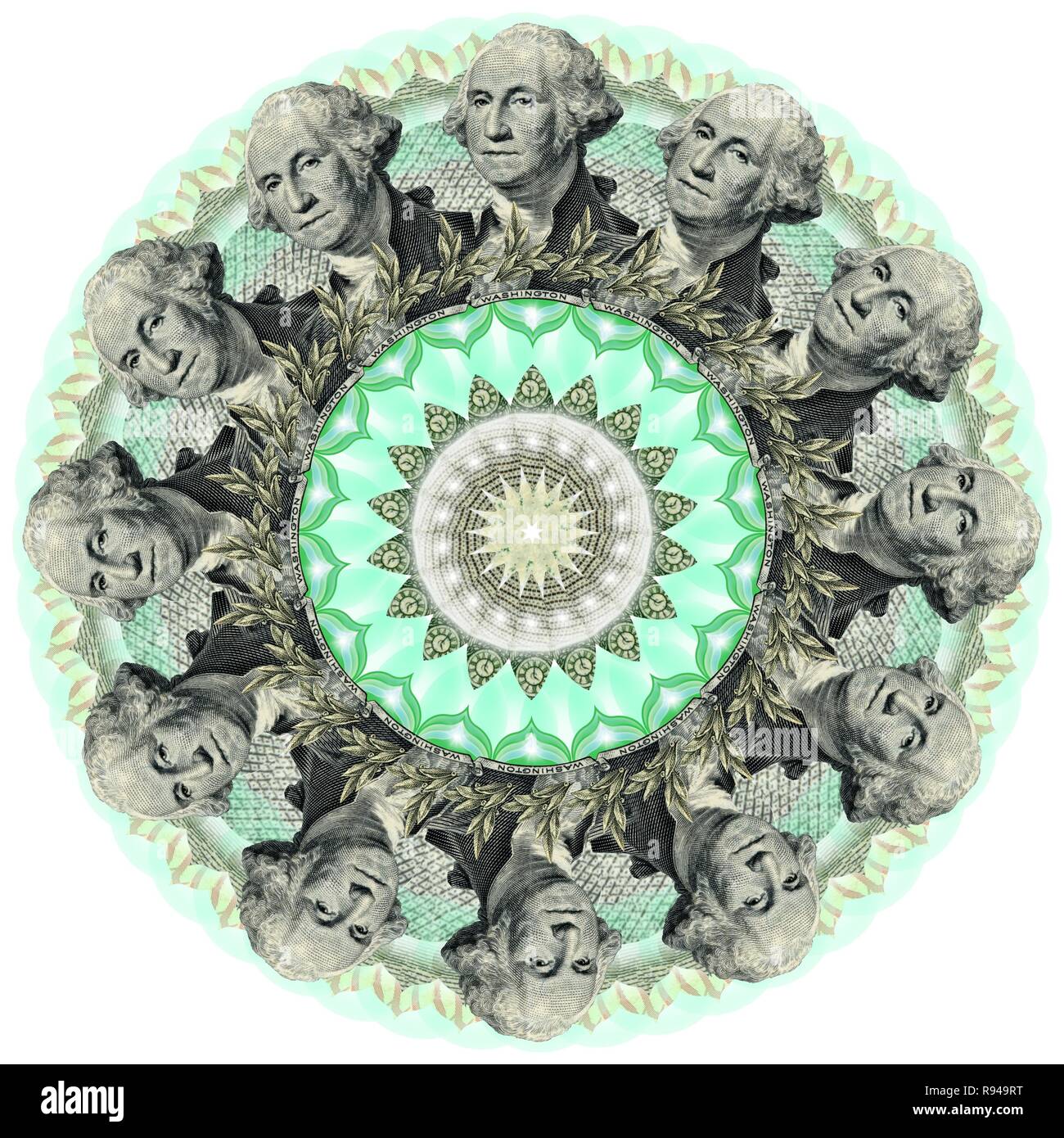 Mandala kaleidoscope of elements american dollar. Abstract money ...