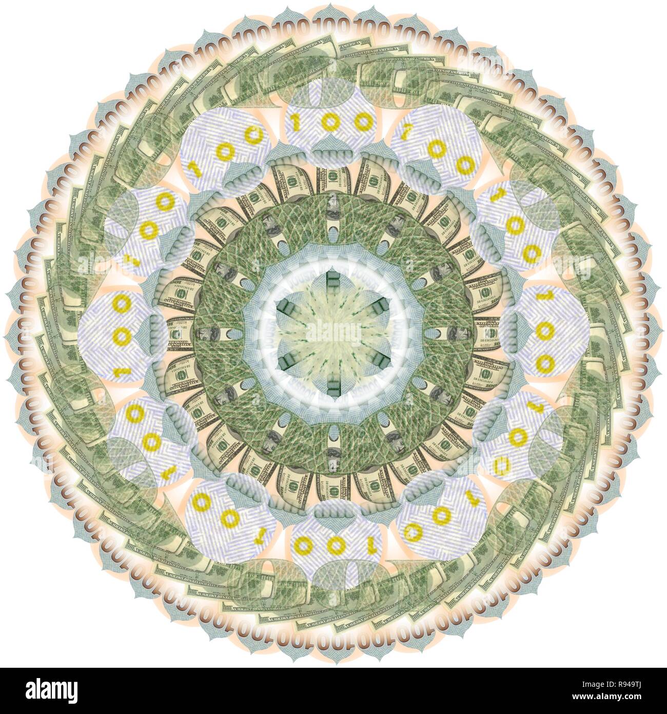 Mandala kaleidoscope of elements american dollar. Abstract money ...