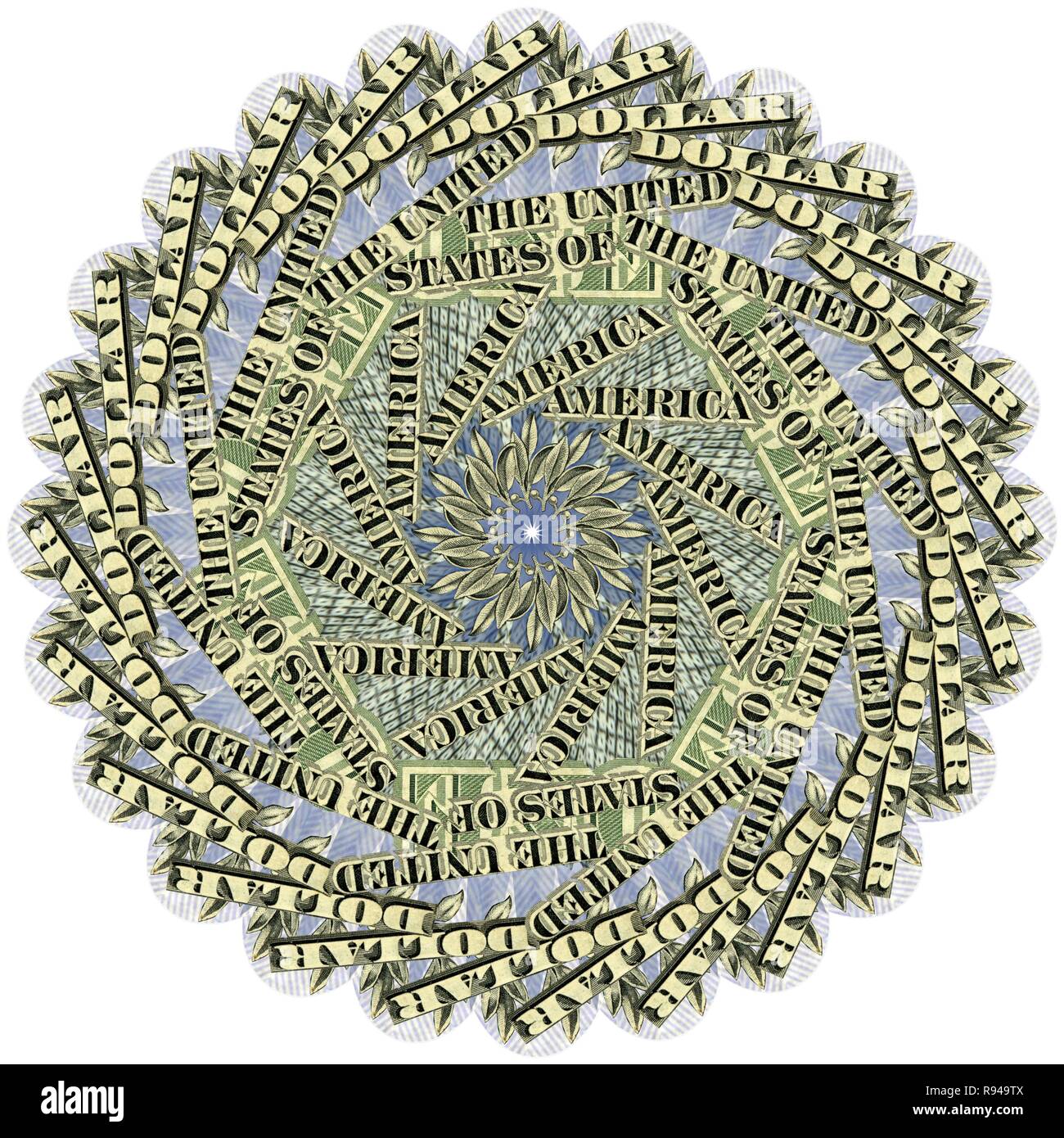 Mandala kaleidoscope of elements american dollar. Abstract money ...