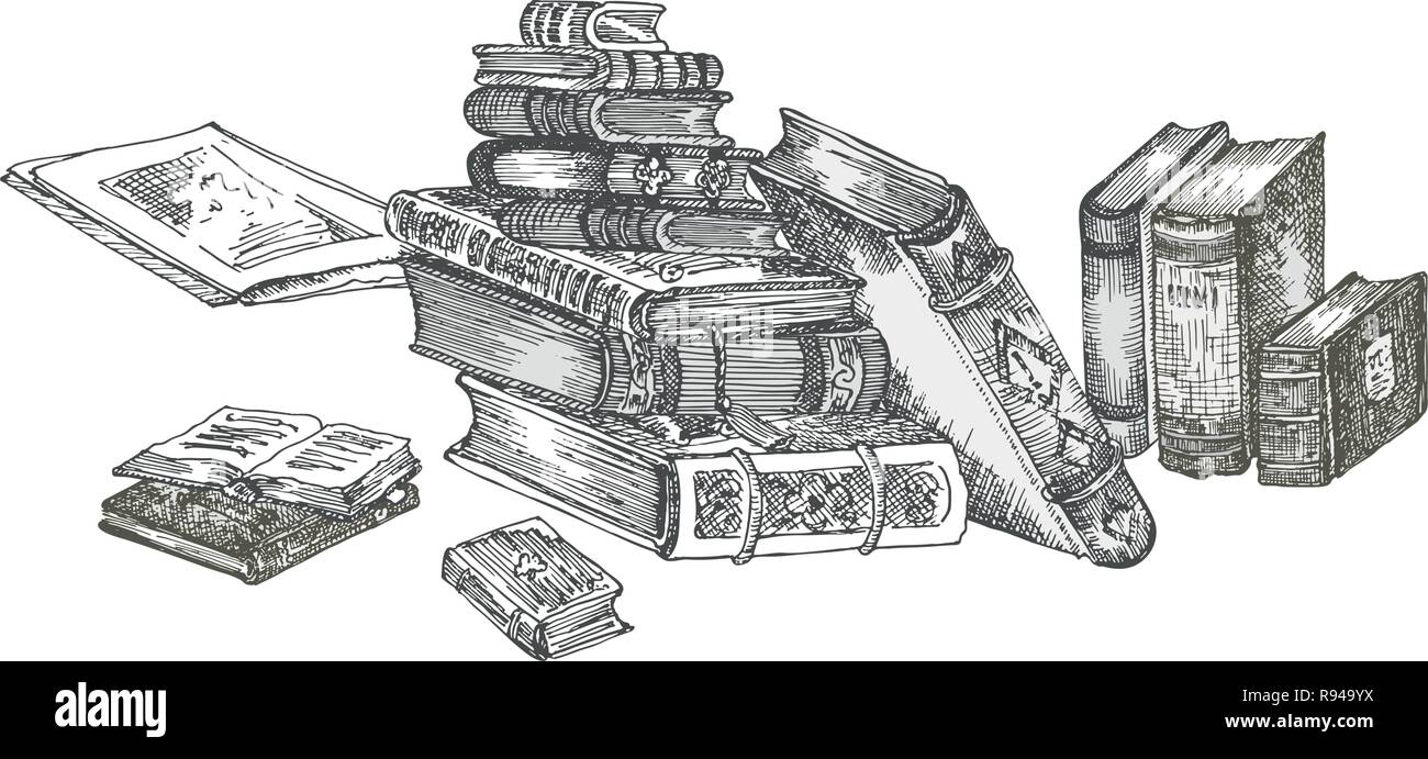Banner with hand drawing sketch books. Concept vintage design for fair ...