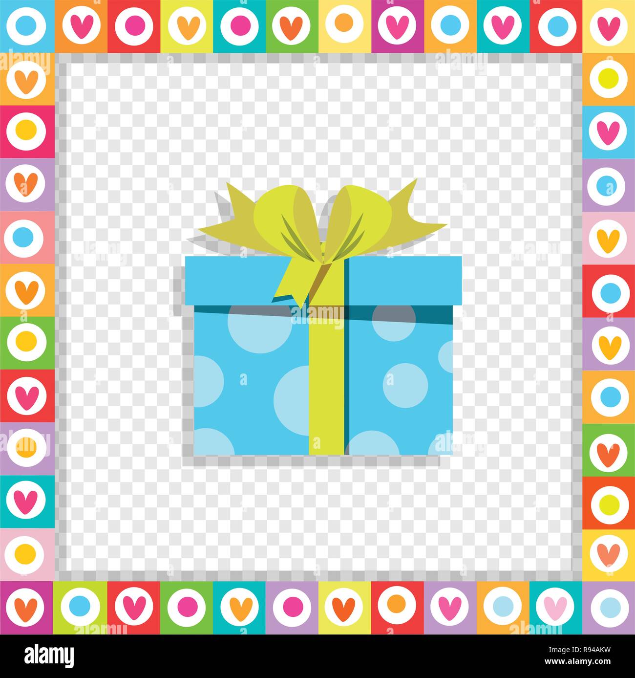 Vector illustration of cute cartoon blue gift box wrapped with festive ...