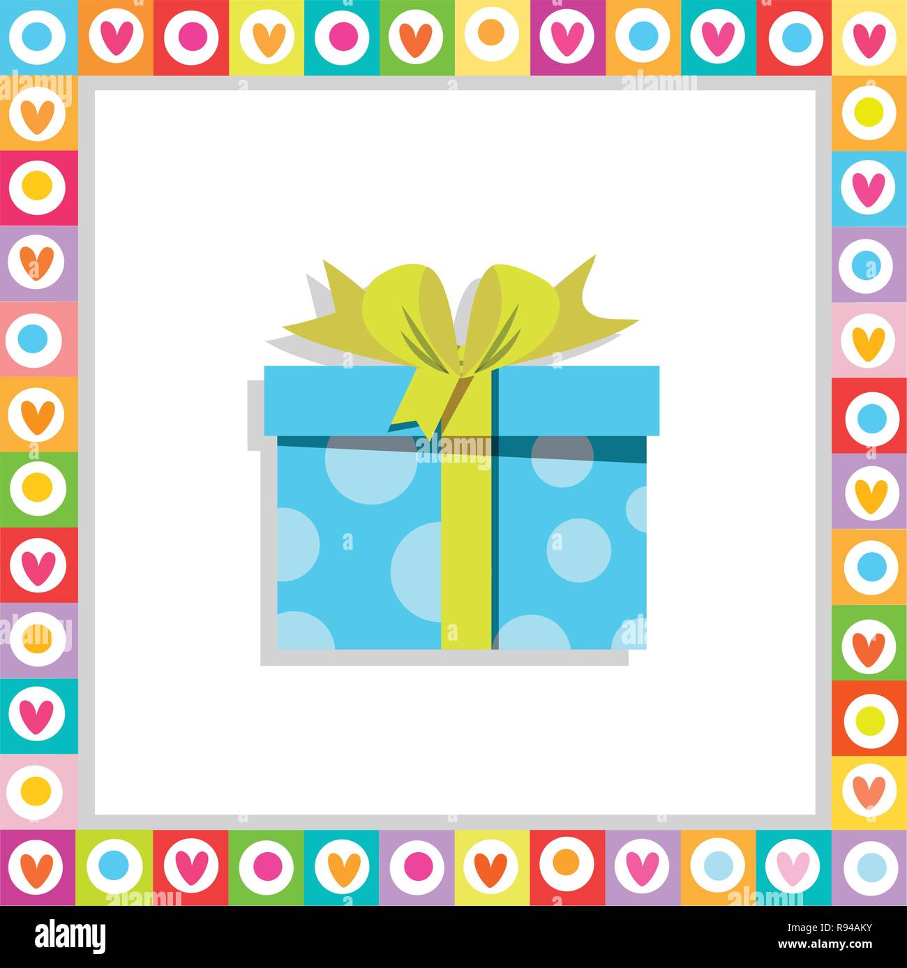 Vector illustration of cute cartoon blue gift box wrapped with festive ...