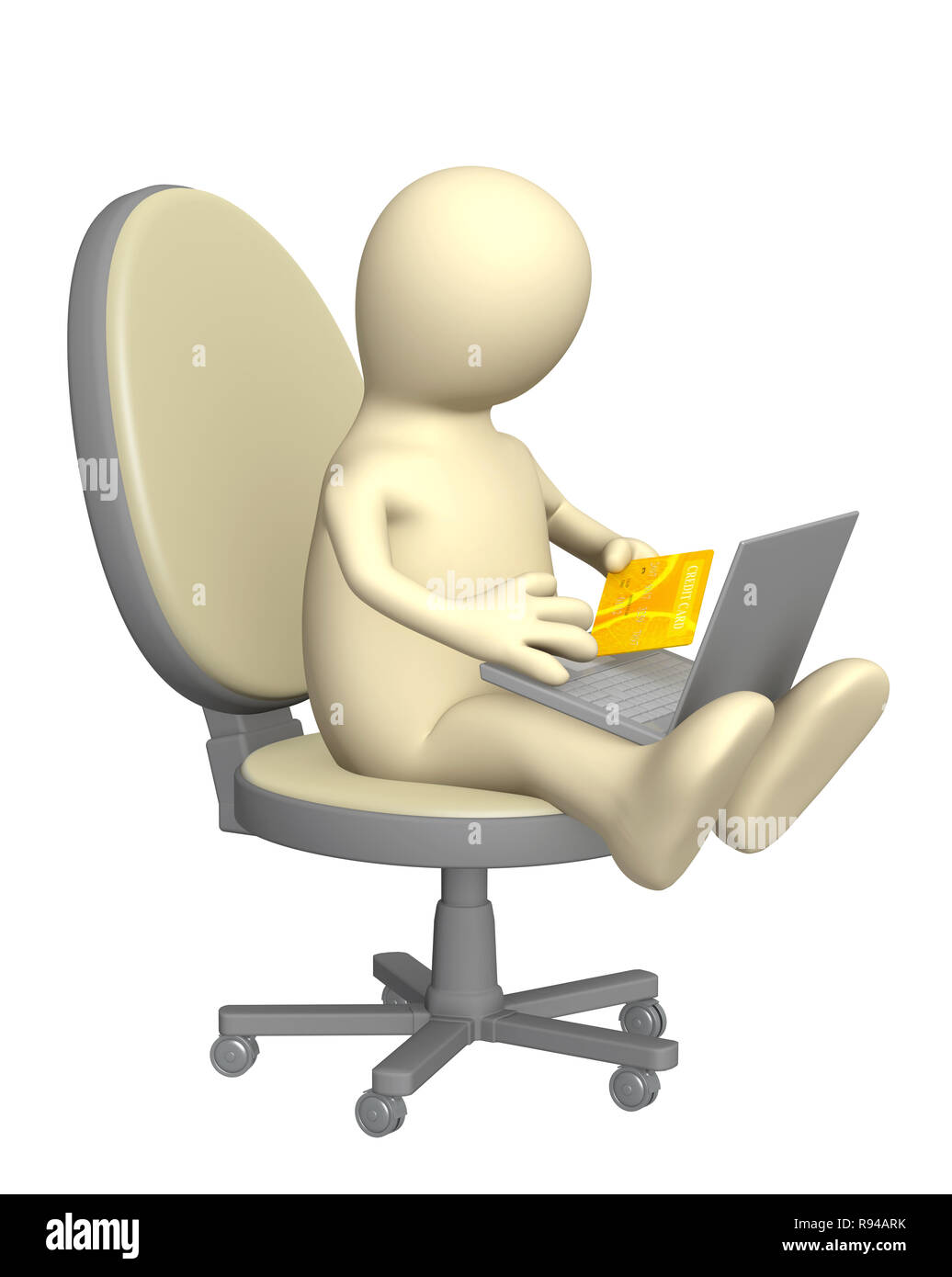 Conceptual image of businessman puppet on gray background. Caucasian ...