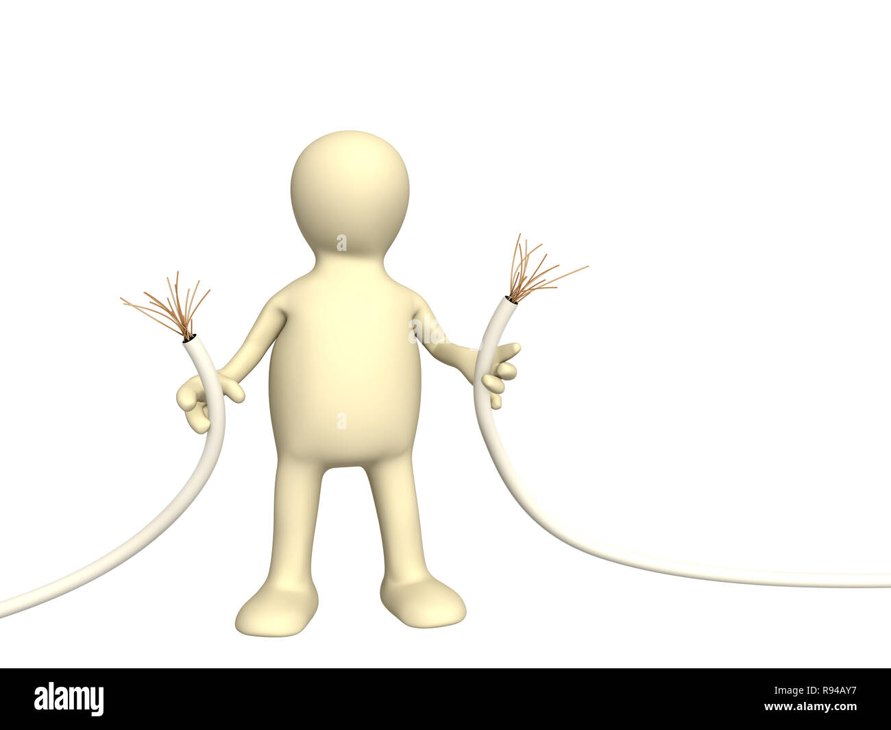 Puppet with disrupted wire. Isolated over white Stock Photo - Alamy