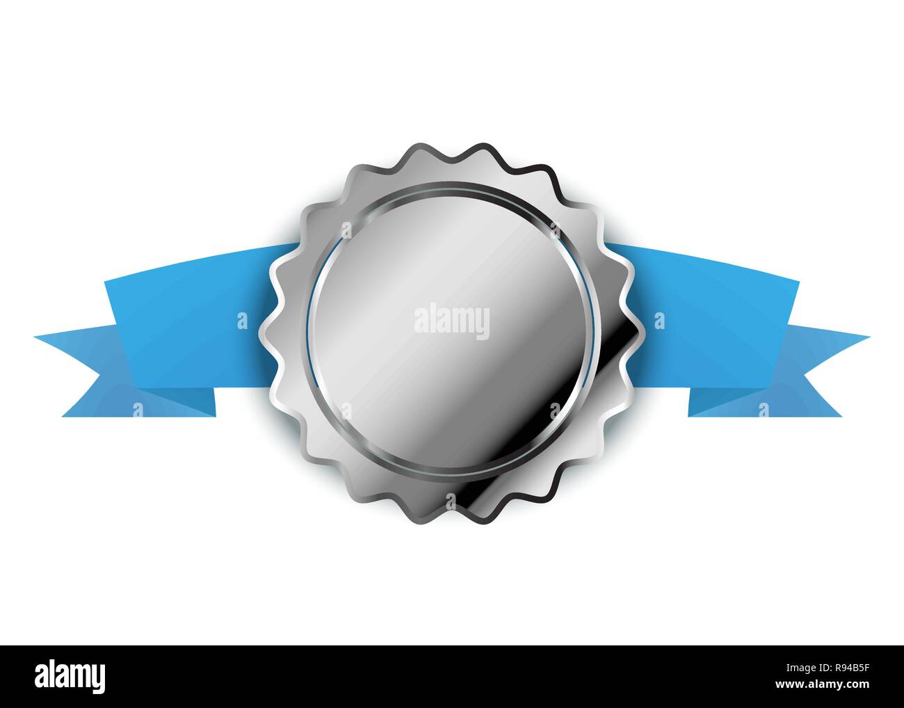 Retro silver badge, luxury label with blue tape isolated on white Stock ...
