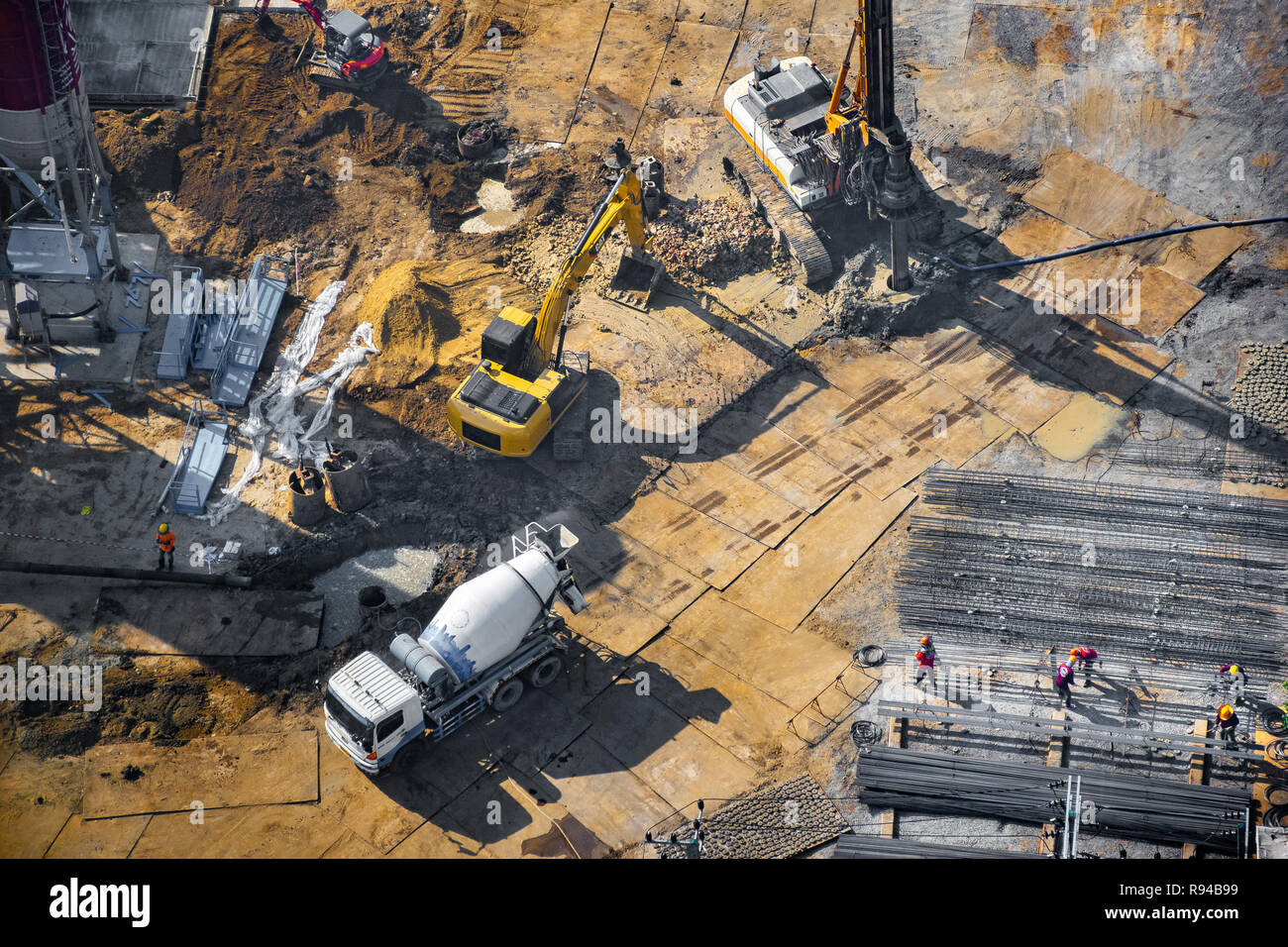 Aerial view of site preparation and construction in progress Stock ...