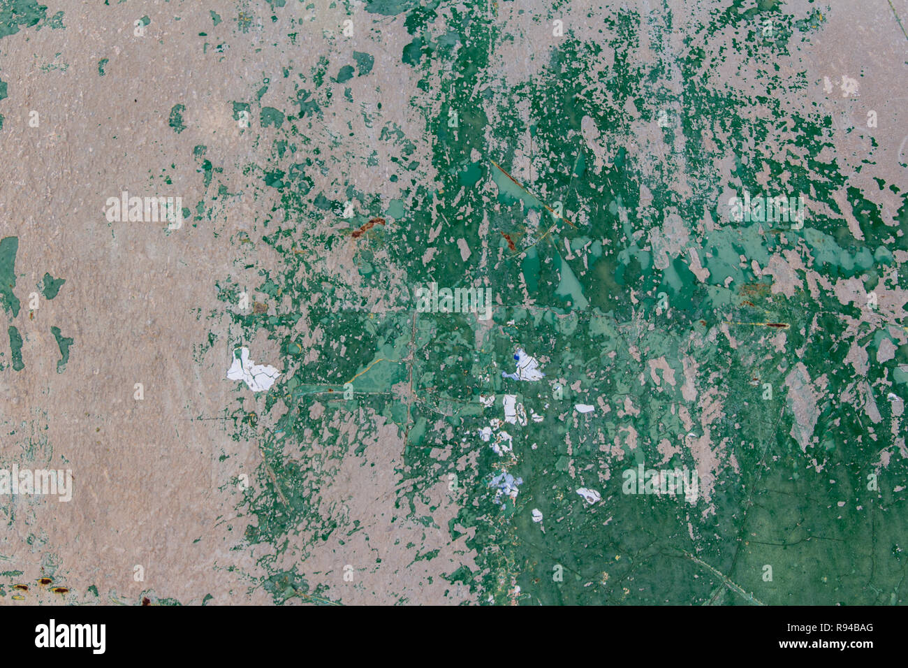 green metal plate with concrete stains, metal steel vintage plate with ...