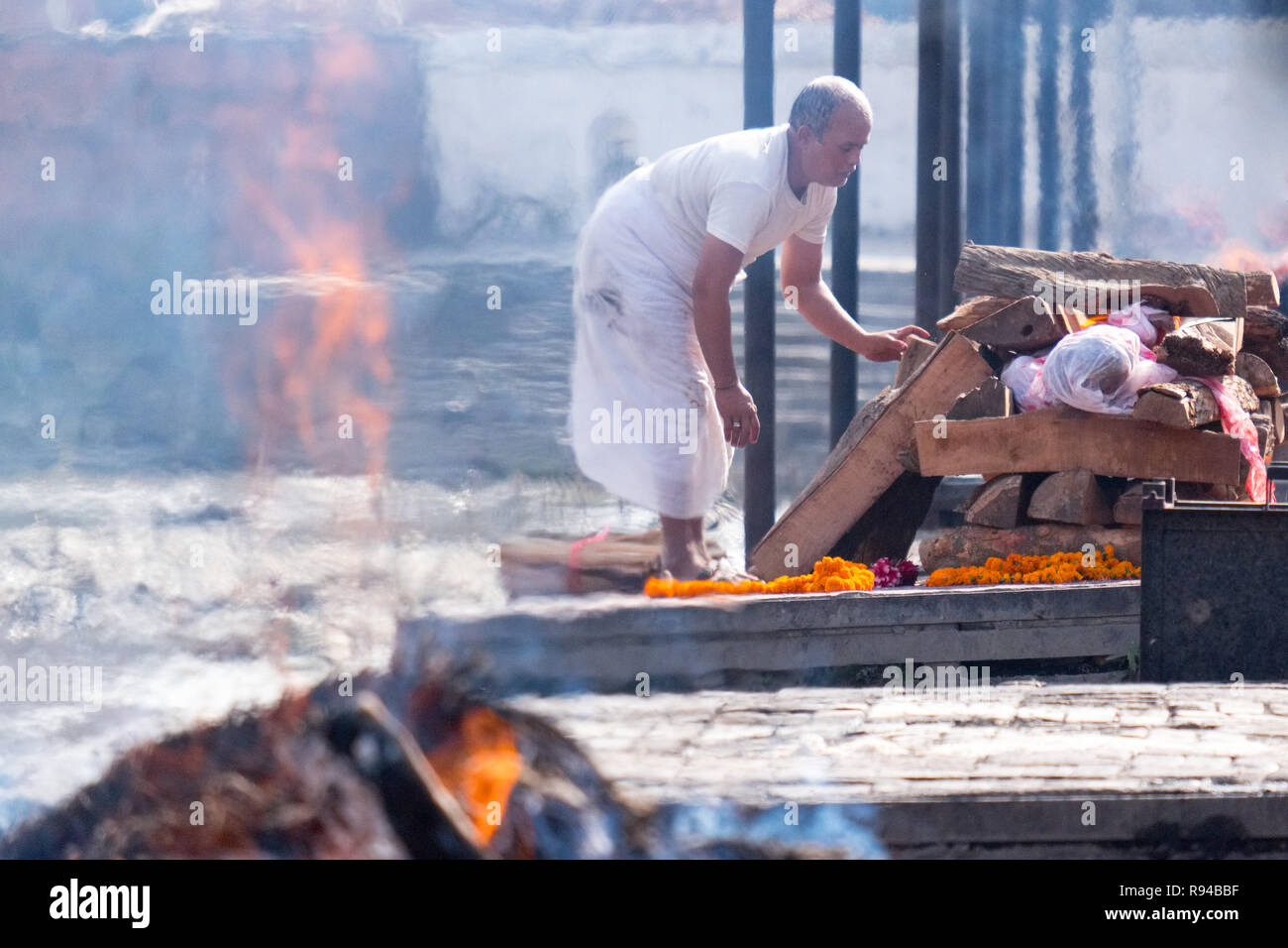 Cremation ghats on the Bagmati river at Pashupatinath, Nepal's most ...
