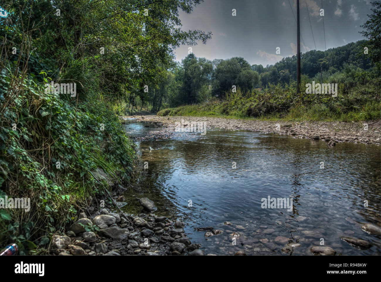 A beautiful scenic view of the river Skrapez in the small town of ...