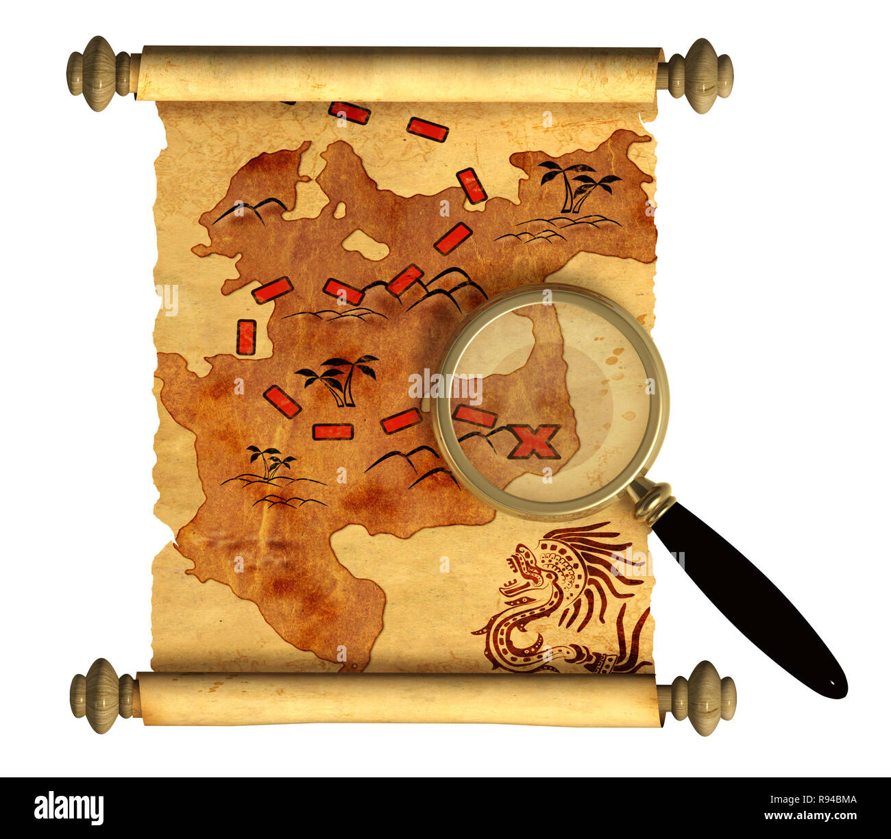 Old parchment pirate treasure map Cut Out Stock Images & Pictures - Alamy