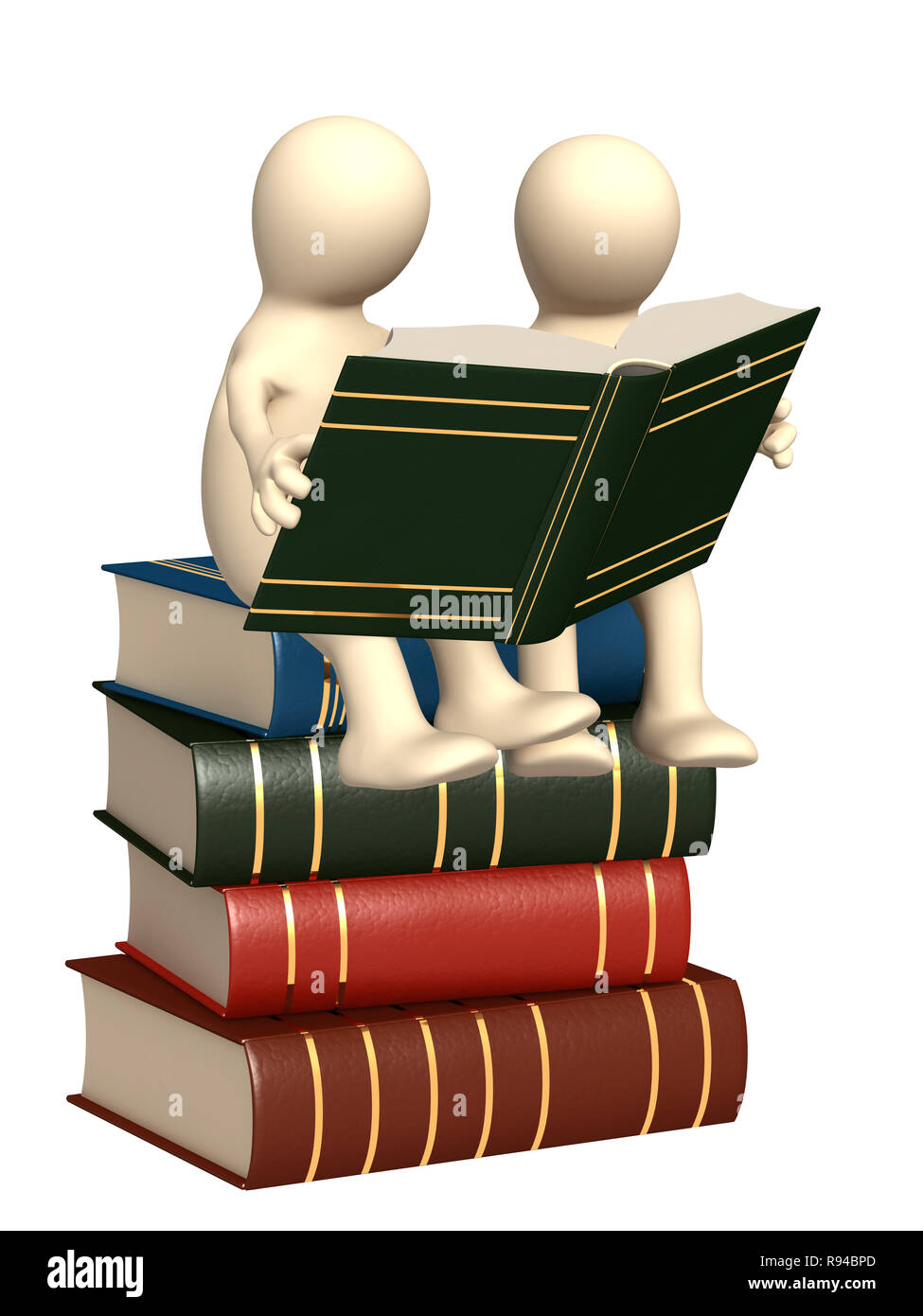 Two puppets, reading the books. Over white Stock Photo - Alamy