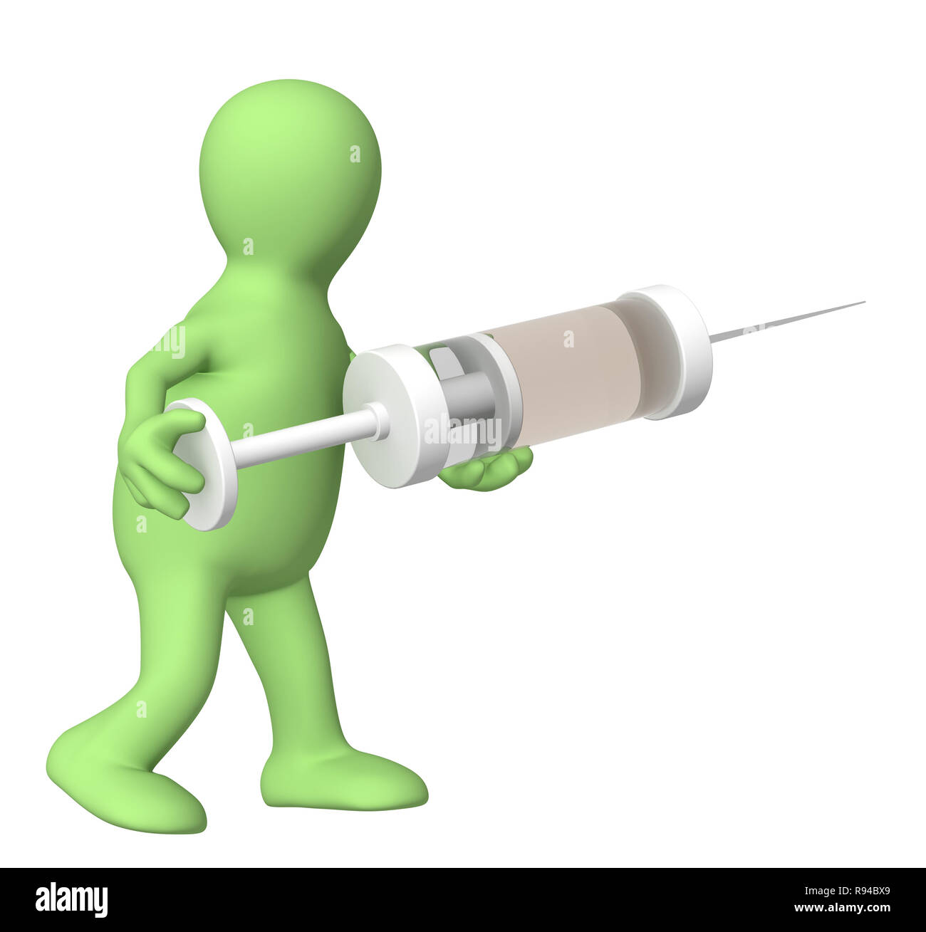 3d puppet - doctor with a syringe. Isolated over white Stock Photo - Alamy