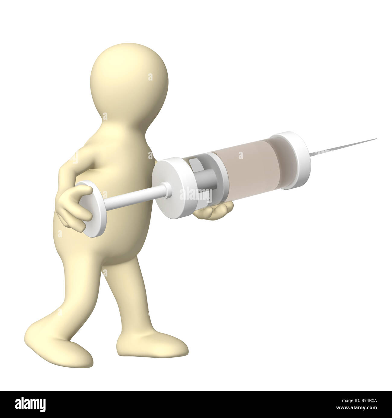 3d puppet - doctor with a syringe. Isolated over white Stock Photo - Alamy