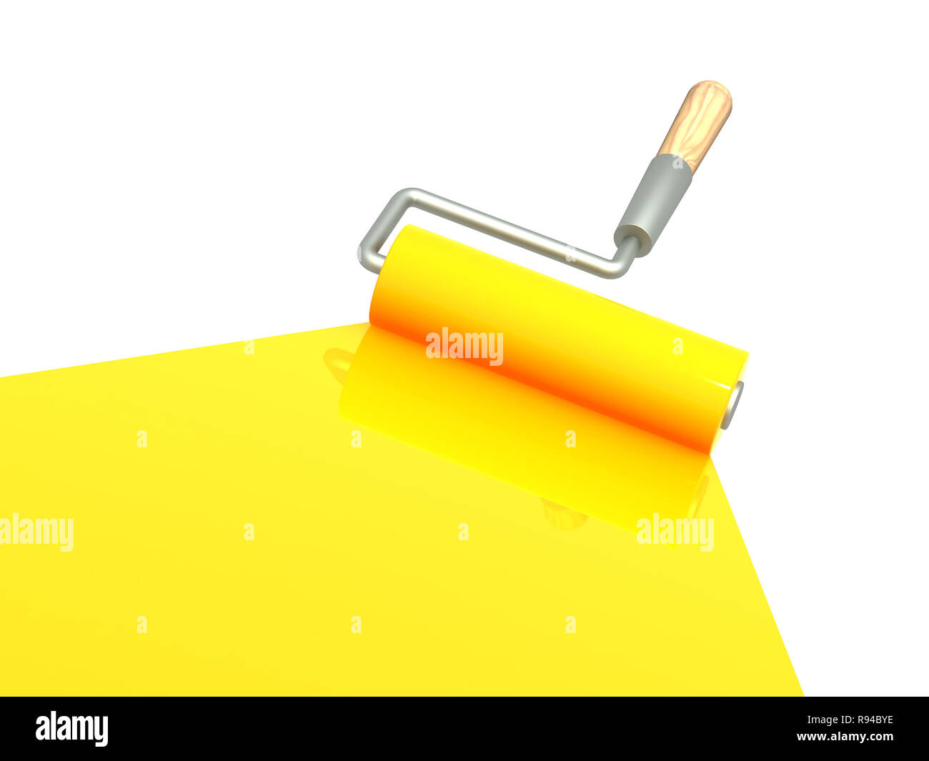 Platen painting with an yellow paint Stock Photo - Alamy