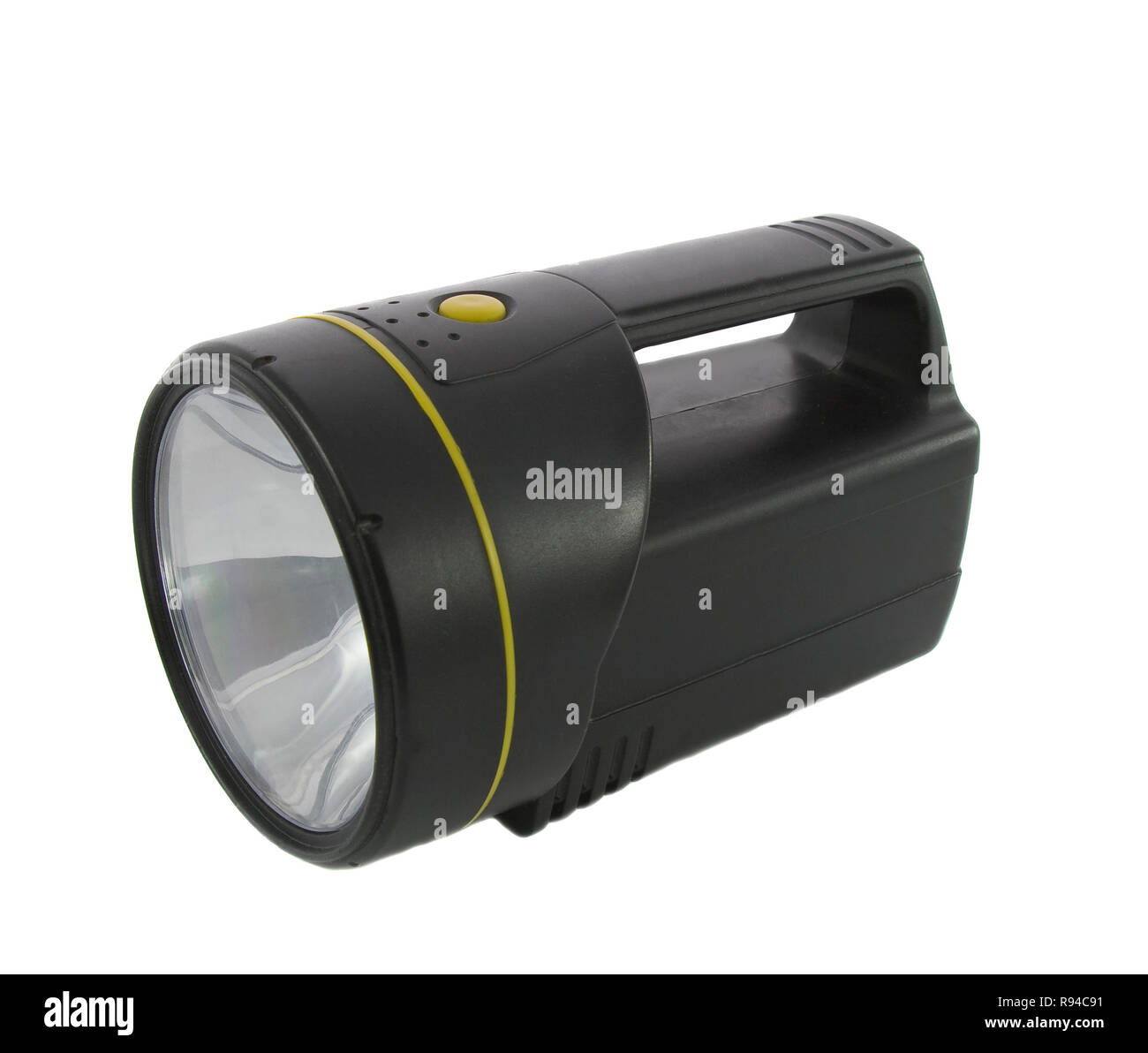 Black flashlight isolated on the white background Stock Photo - Alamy