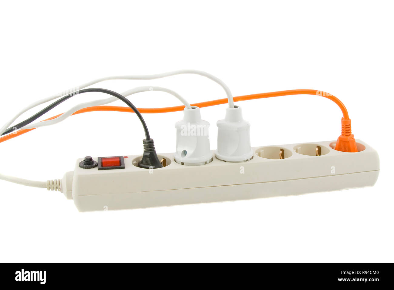 Modern electric extension cord on a white background Stock Photo - Alamy