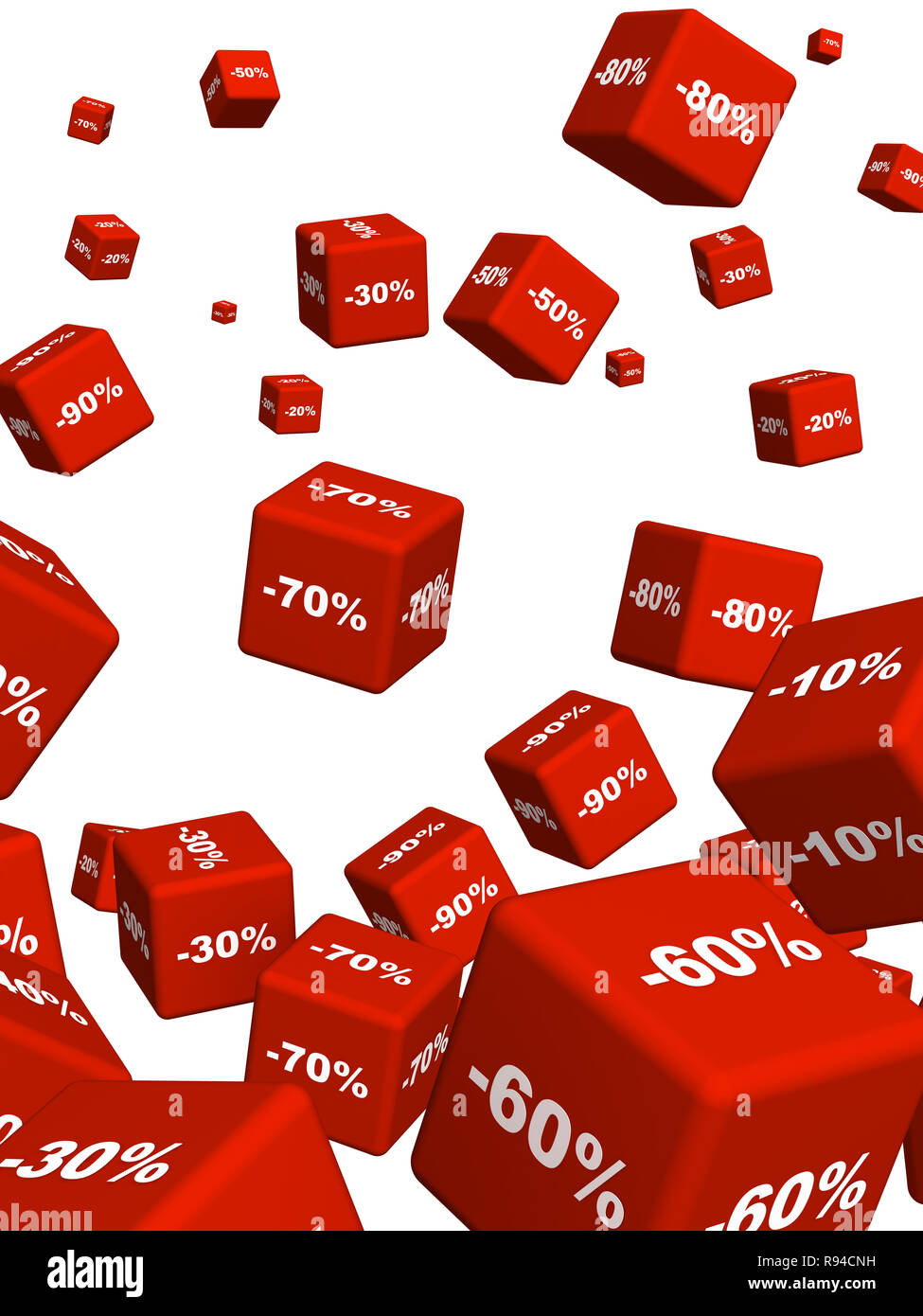 Red boxes with the goods at a discount. Objects isolated over white ...