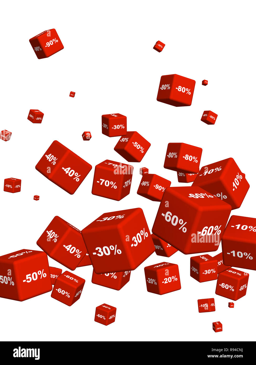 Red boxes with the goods at a discount. Objects isolated over white ...