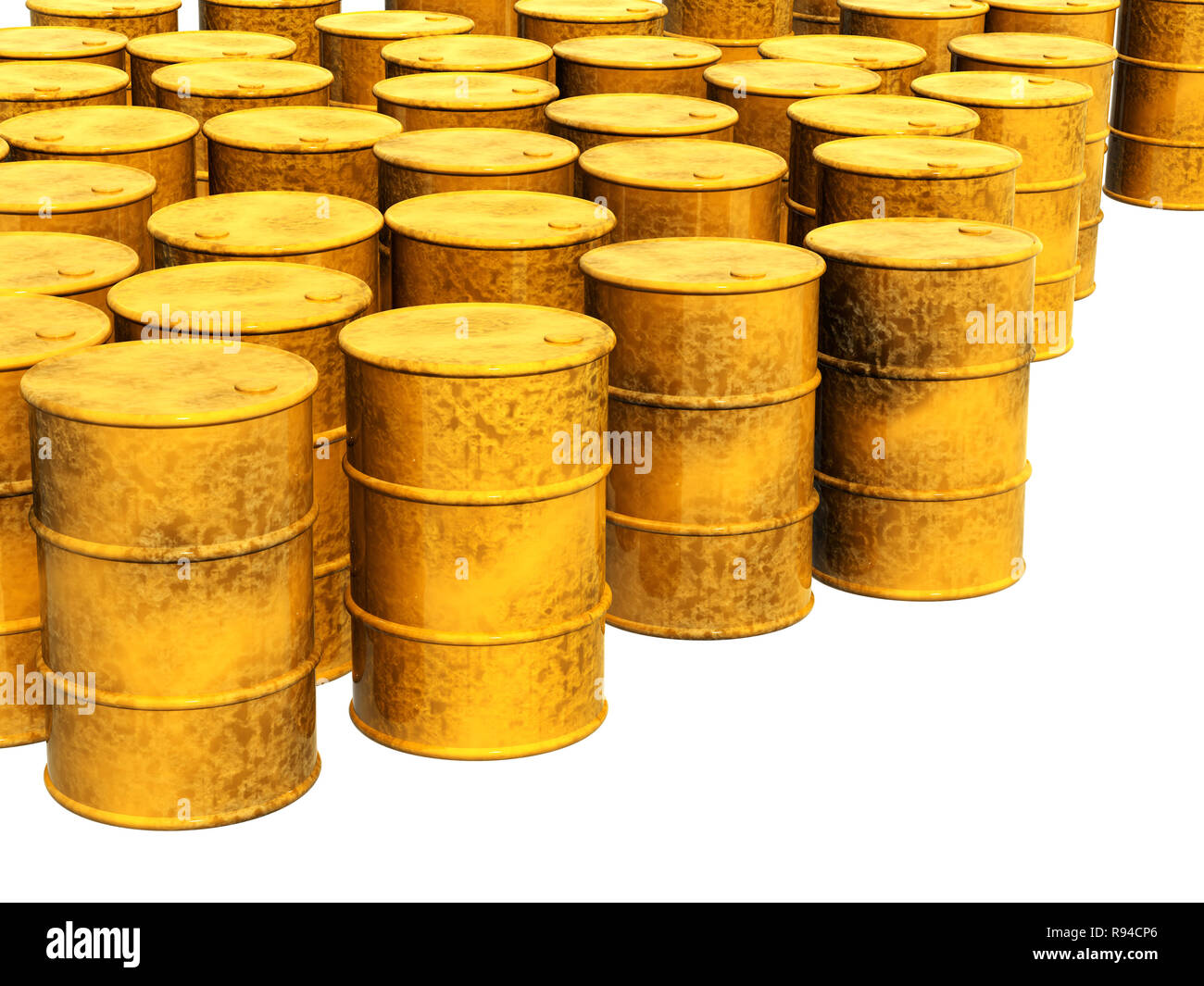 Many old dirty containers. Objects isolated over white Stock Photo - Alamy