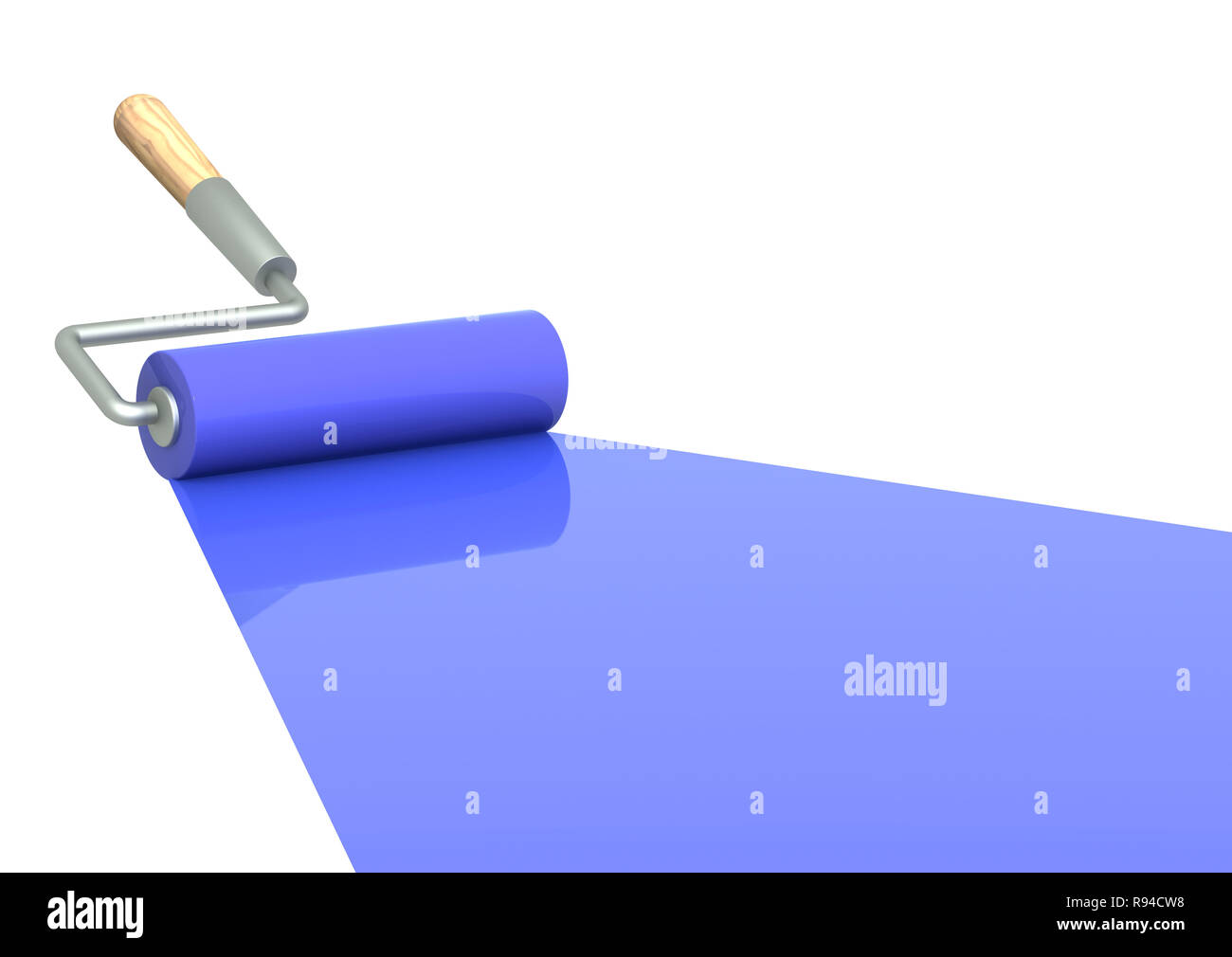 Platen painting with an blue paint. Isolated over white Stock Photo - Alamy