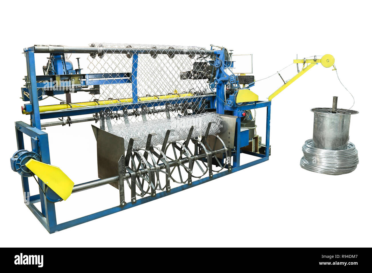 Machine for weaving metal mesh. Isolated on white background Stock ...