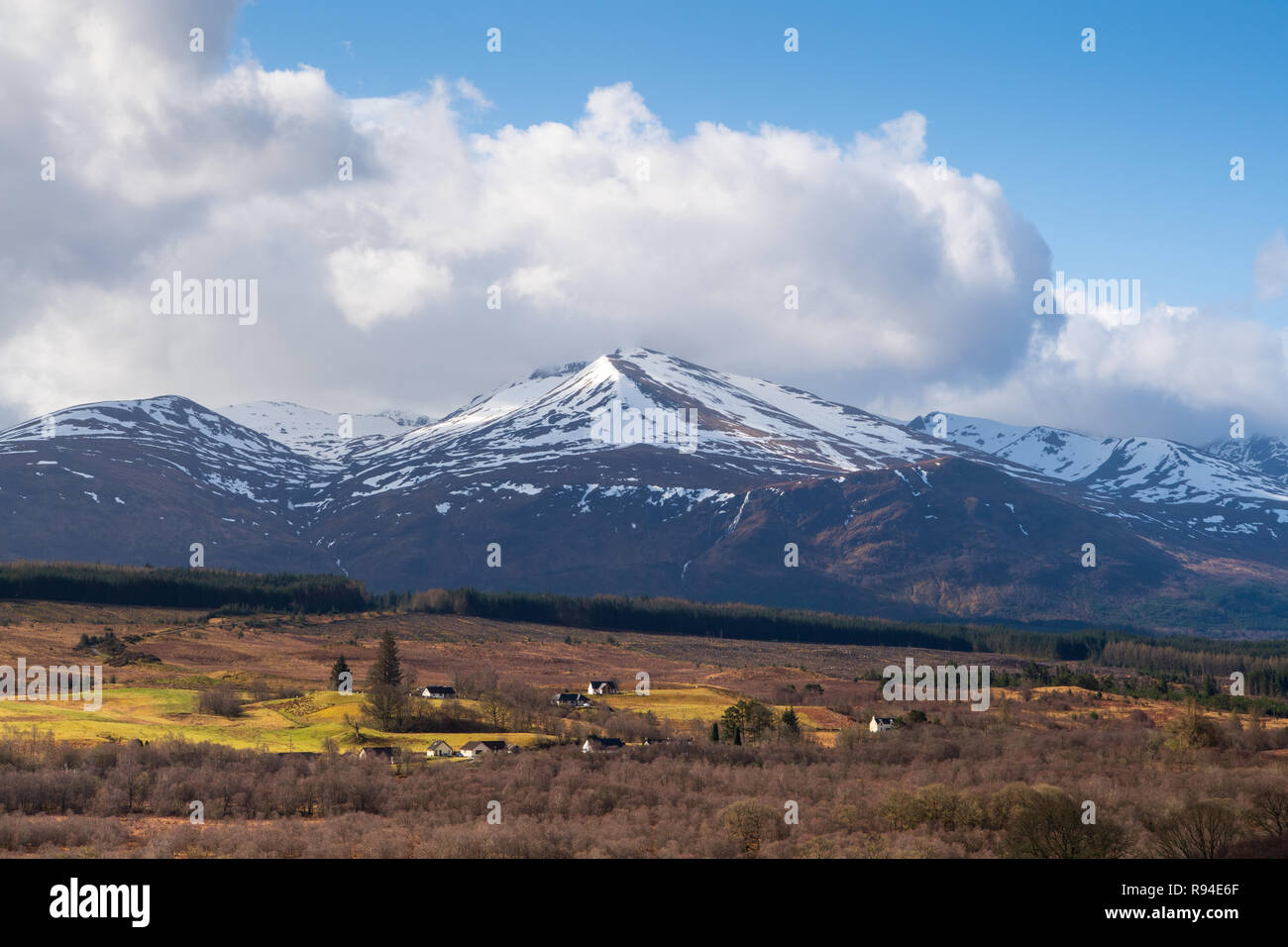Scottish Highlands overlooking an autumn coloured valley Stock Photo ...