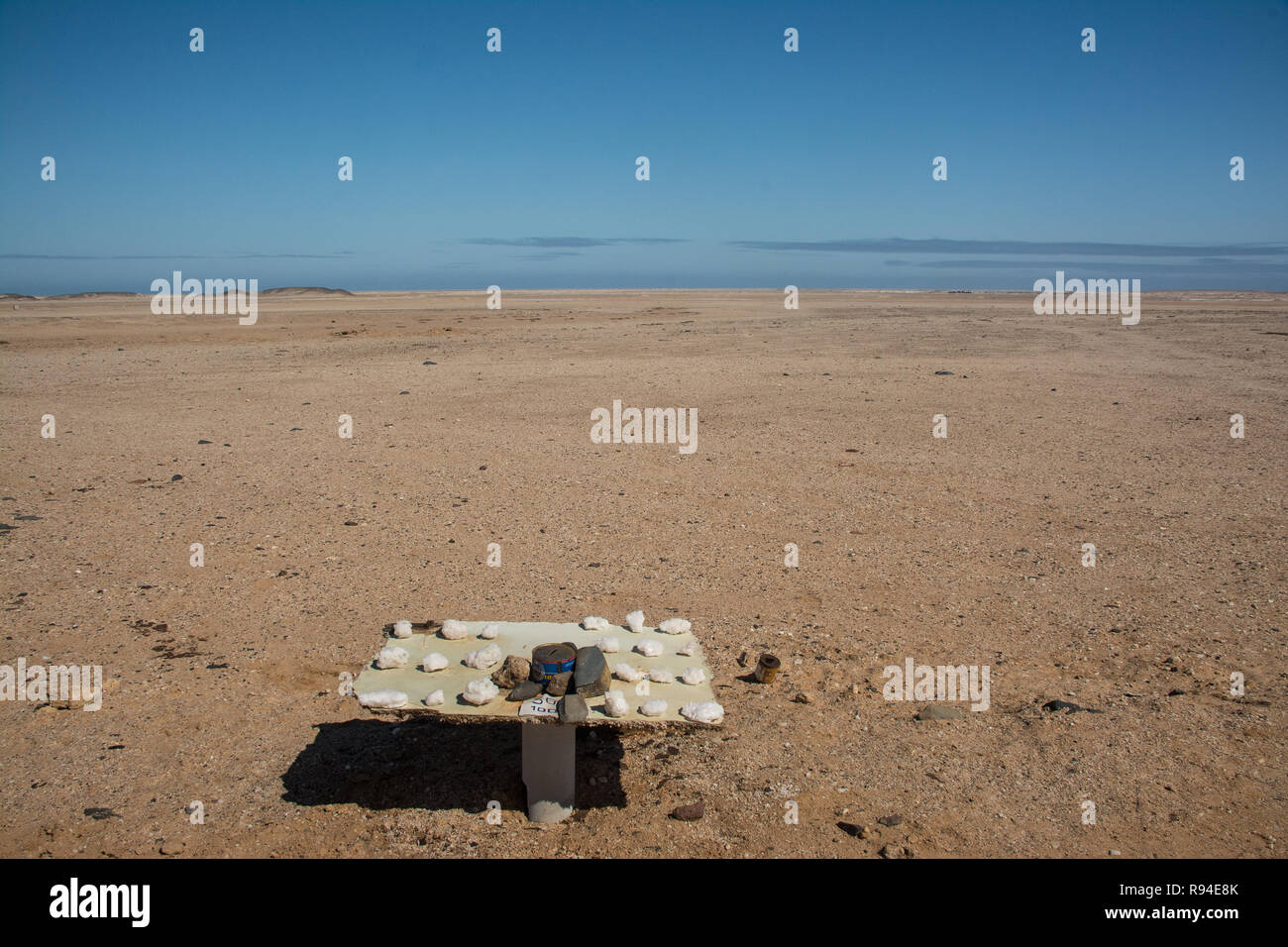 Salt "store" in the namibien desert Stock Photo - Alamy