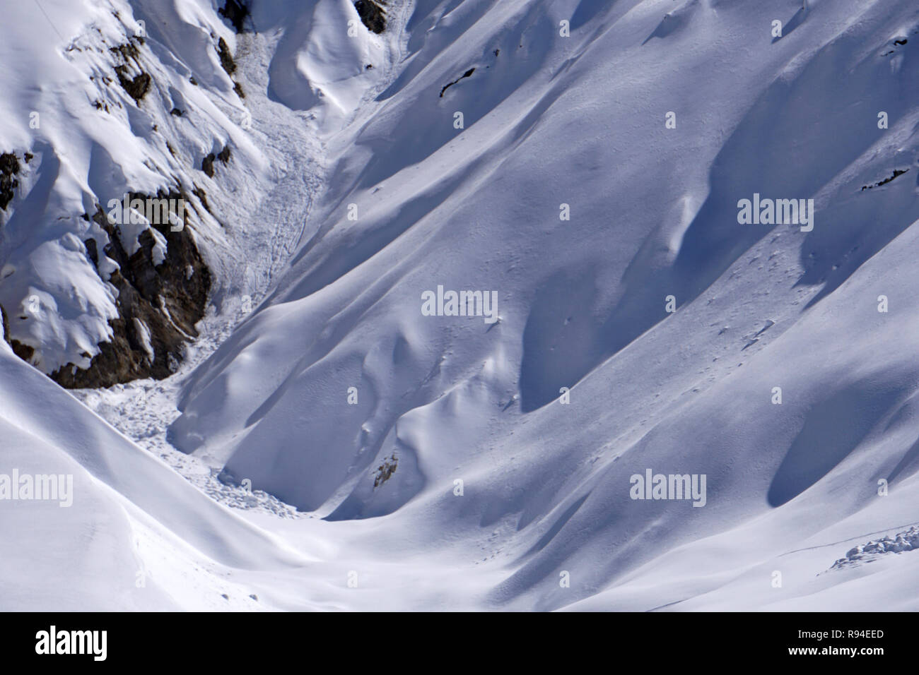 Avalanche snow slide mountain panorama landscape in dolomites Stock ...