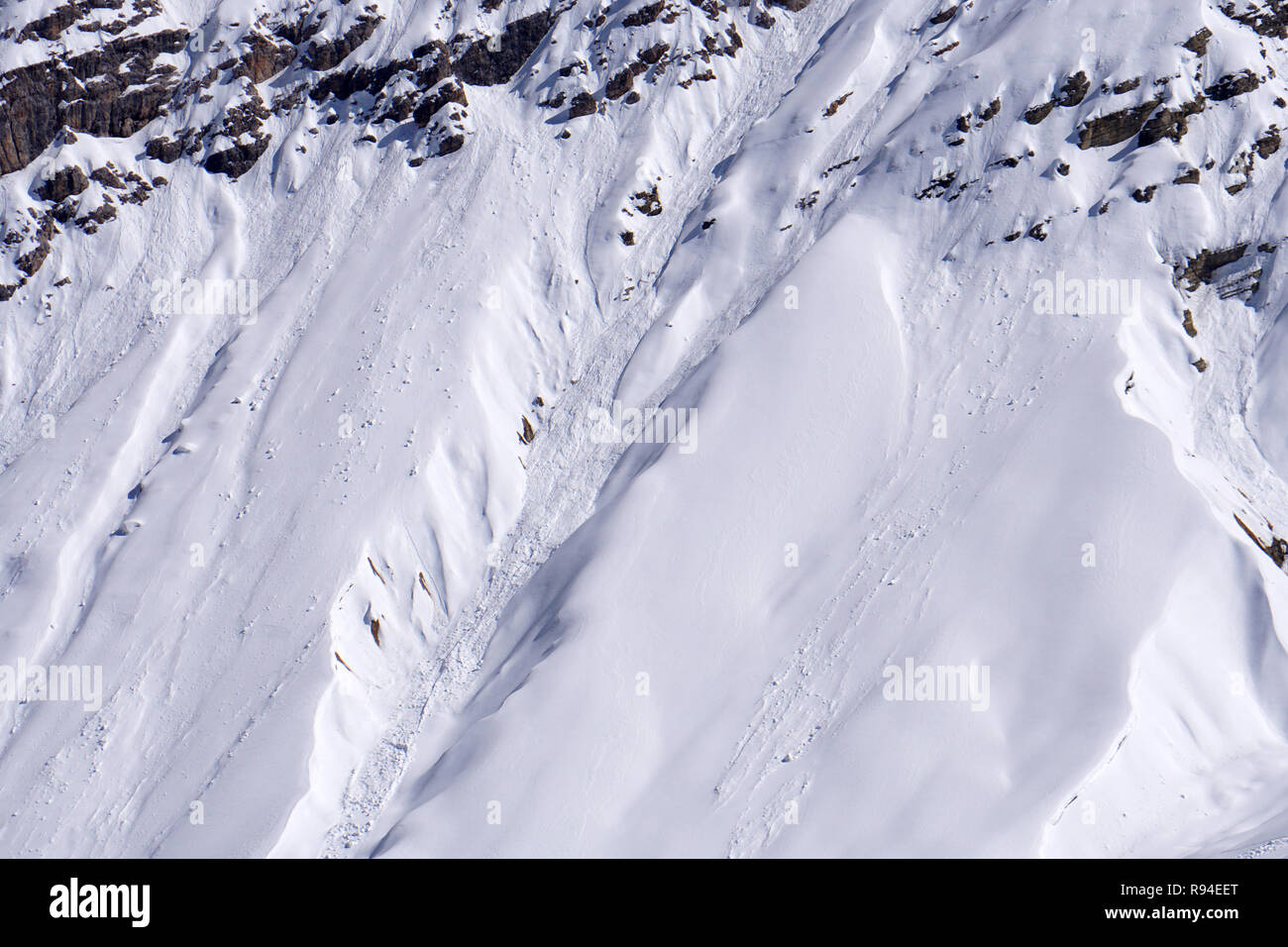 Avalanche snow slide mountain panorama landscape in dolomites Stock ...
